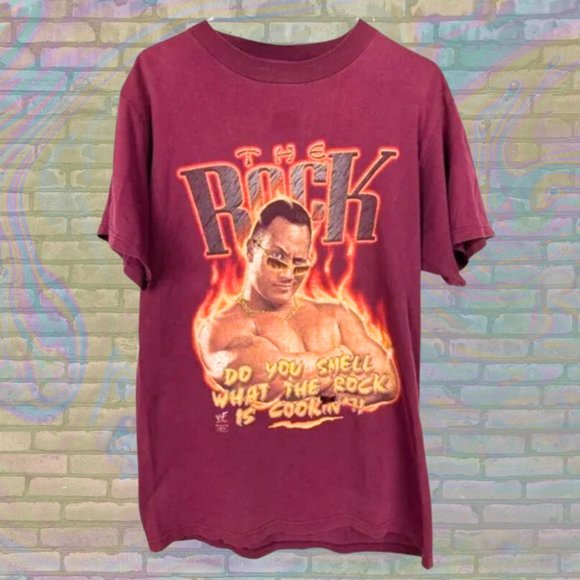 WWE | Shirts | Rare Vintage 9s Wwf The Rock Do You Smell What The Rock ...